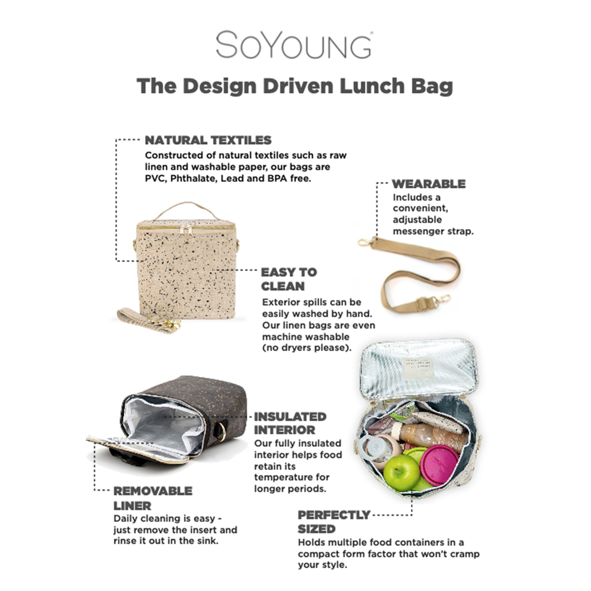 Large Insulated Lunch Bag - Sage Green by SoYoung
