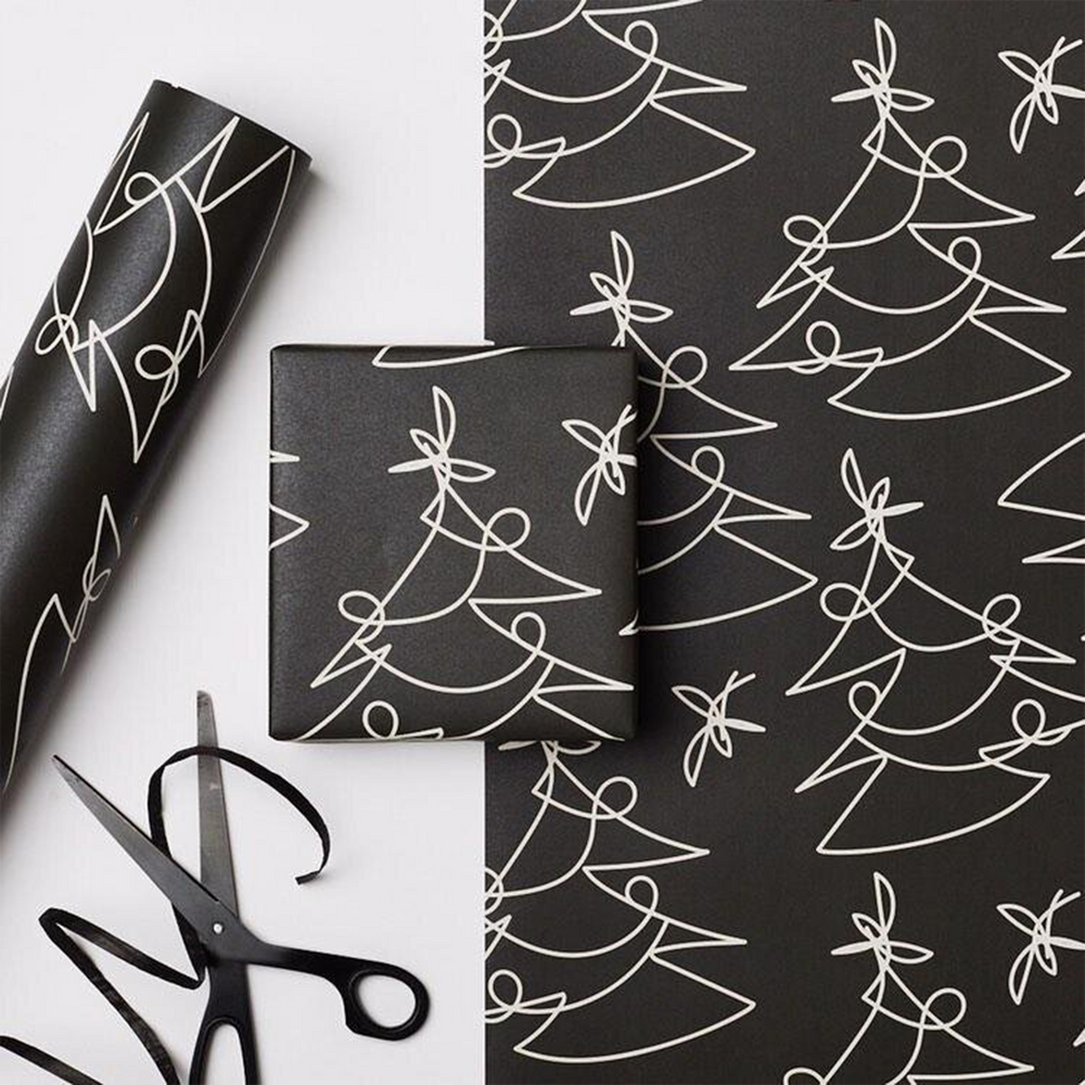 Recyclable Wrapping Paper Black Christmas Tree | Eco Gifts